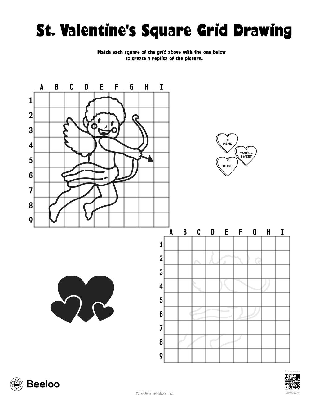 St Valentine s Square Grid Drawing Beeloo Printable Crafts And 