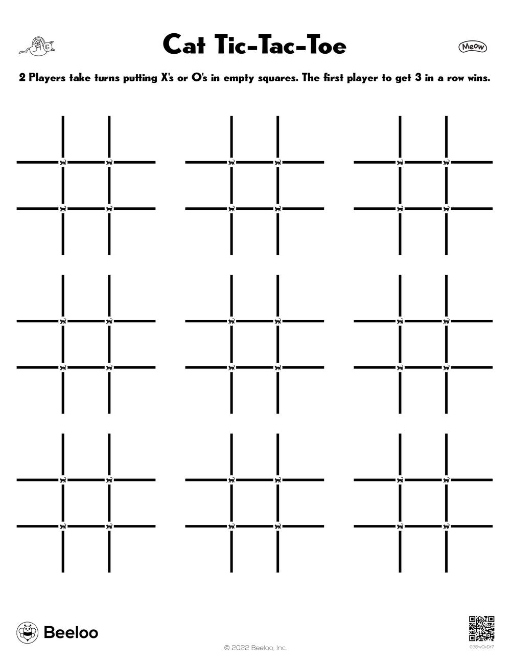 Cat themed Tic tac toe Games Beeloo Printable Crafts And Activities
