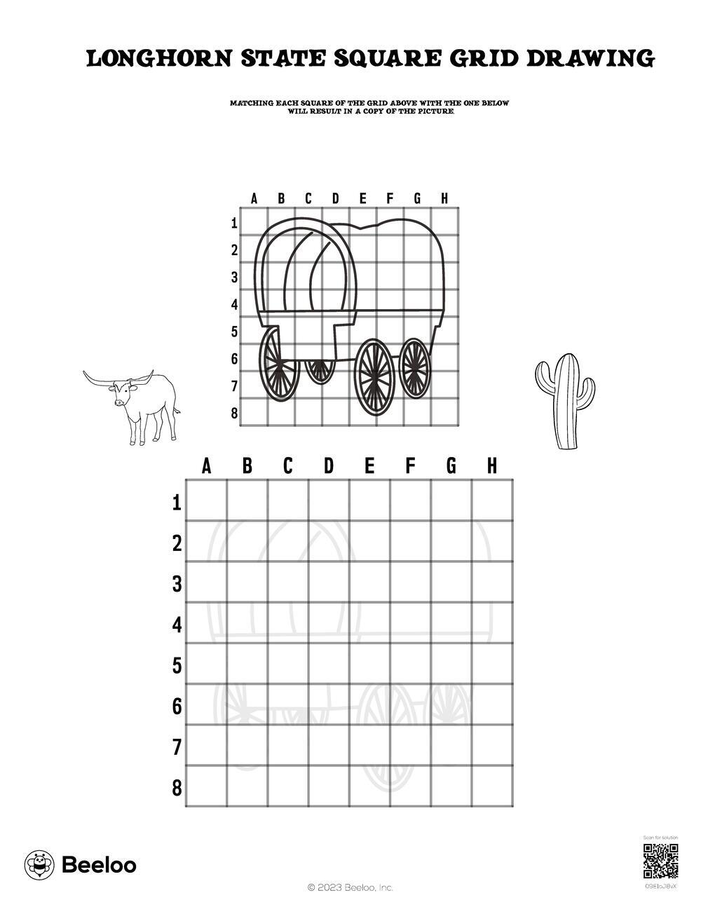 Longhorn State Square Grid Drawing Beeloo Printable Crafts And Longhorn State Square Grid Drawing Beeloo Printable Crafts And
