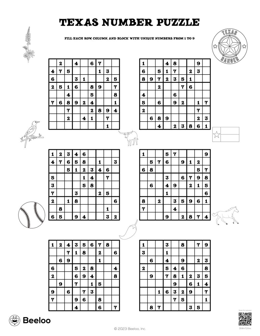Texas Number Puzzle Beeloo Printable Crafts And Activities For Kids