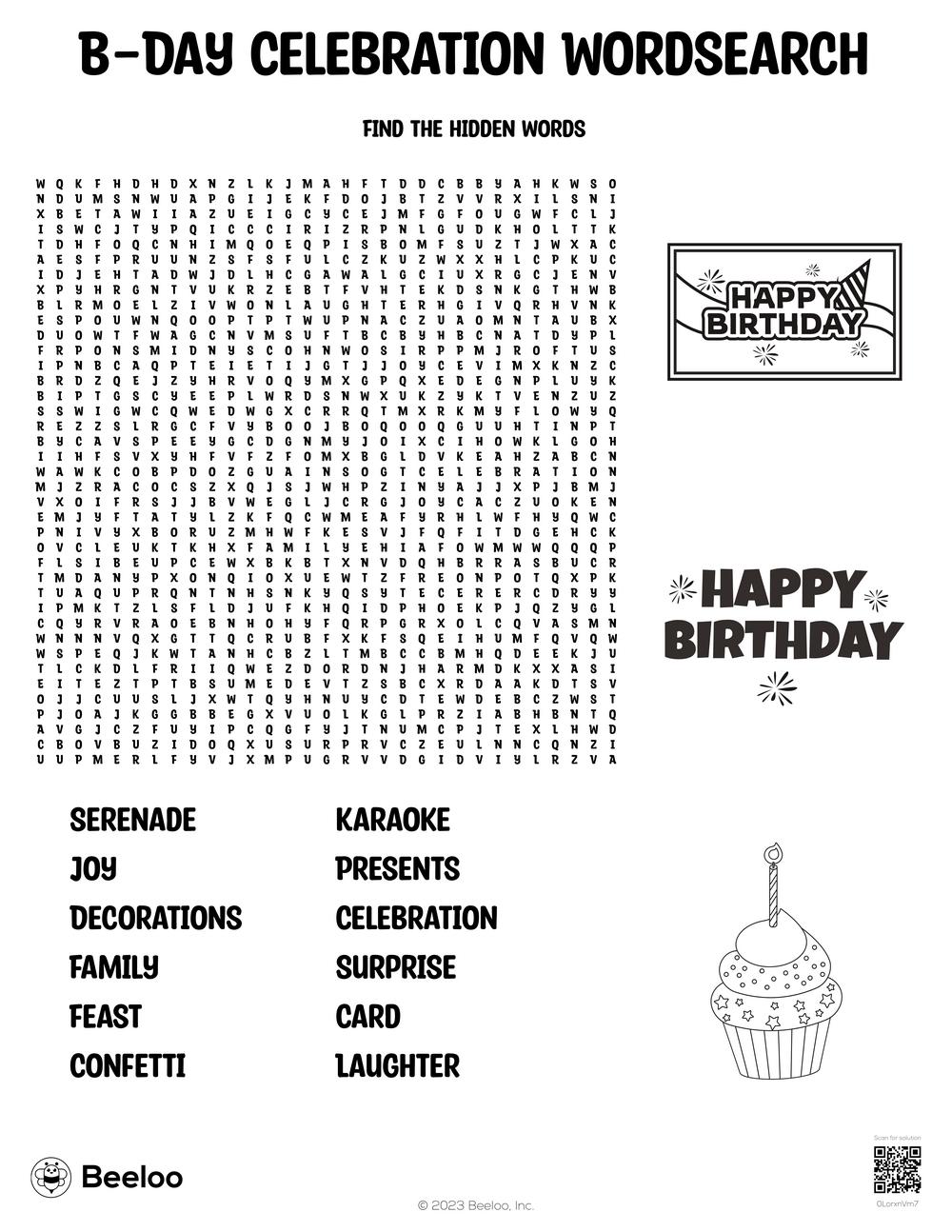 Birthday themed Word Searches Beeloo Printable Crafts And Activities Birthday themed Word Searches Beeloo Printable Crafts And Activities