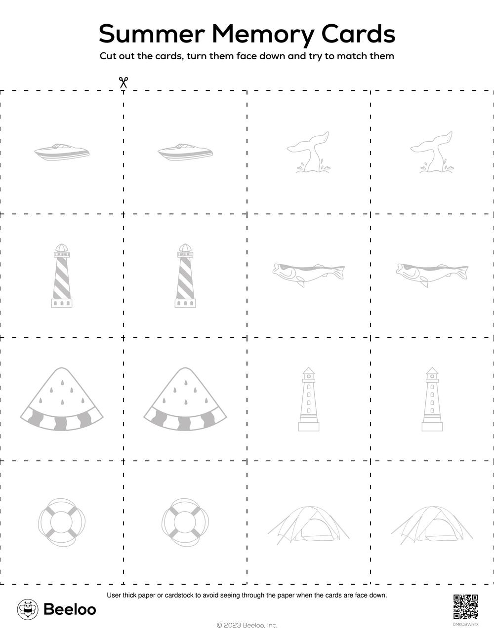 Summer Memory Cards Beeloo Printable Crafts And Activities For Kids