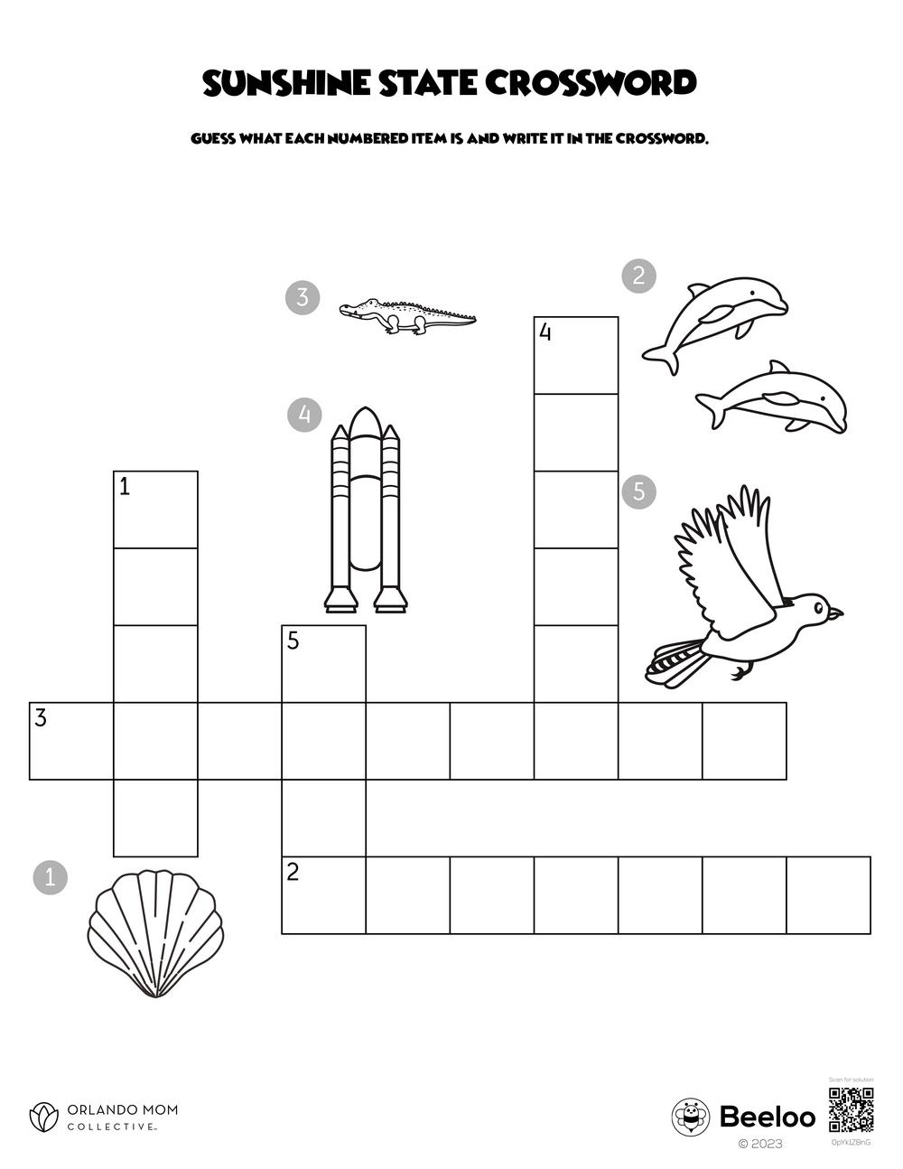 Sunshine State Crossword Beeloo Printable Crafts And Activities For Kids