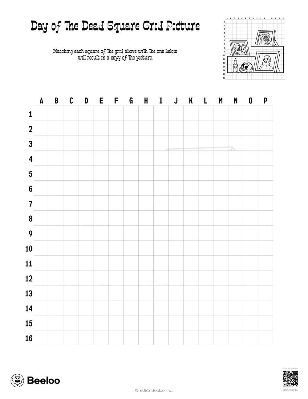 Day Of The Dead Square Grid Picture Beeloo Printable Crafts And Day Of The Dead Square Grid Picture Beeloo Printable Crafts And