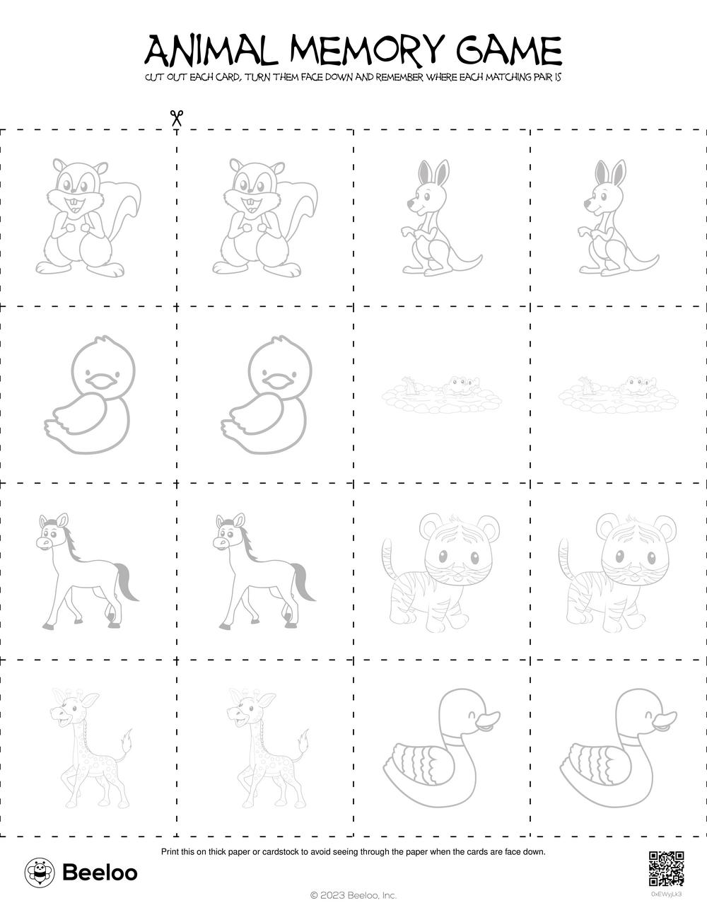 Animal themed Memory Games Beeloo Printable Crafts And Activities For Animal themed Memory Games Beeloo Printable Crafts And Activities For