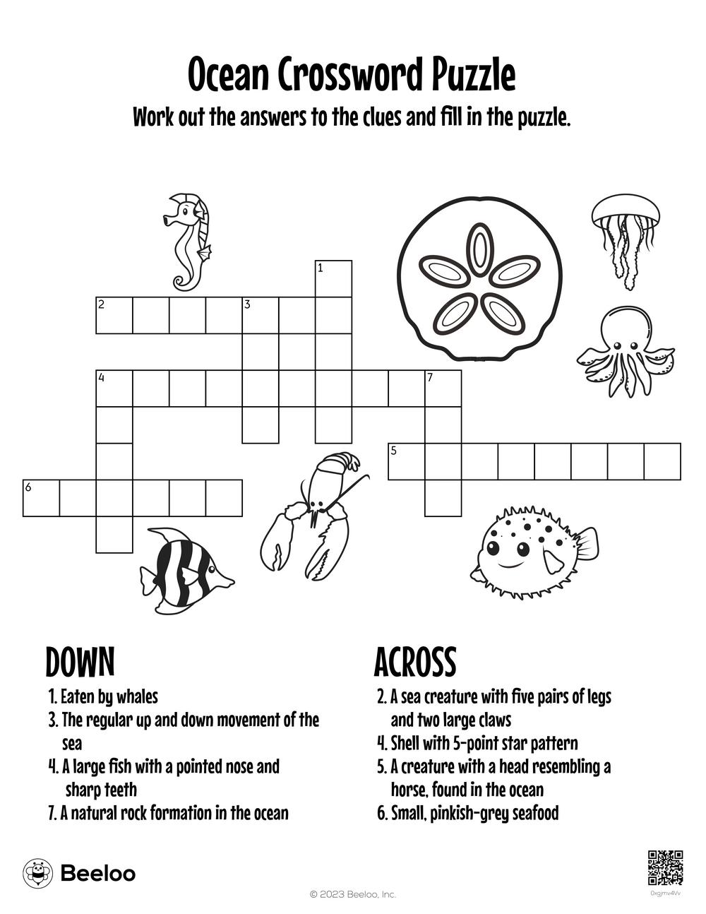 Ocean Crossword Puzzle Printable Ocean Crossword Puzzle Printable
