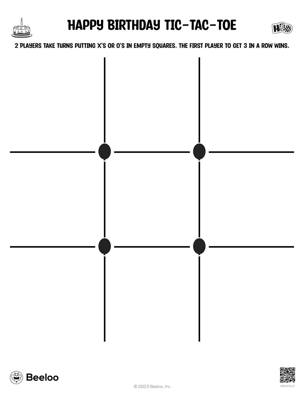 Birthday themed Tic tac toe Games Beeloo Printable Crafts And Birthday themed Tic tac toe Games Beeloo Printable Crafts And