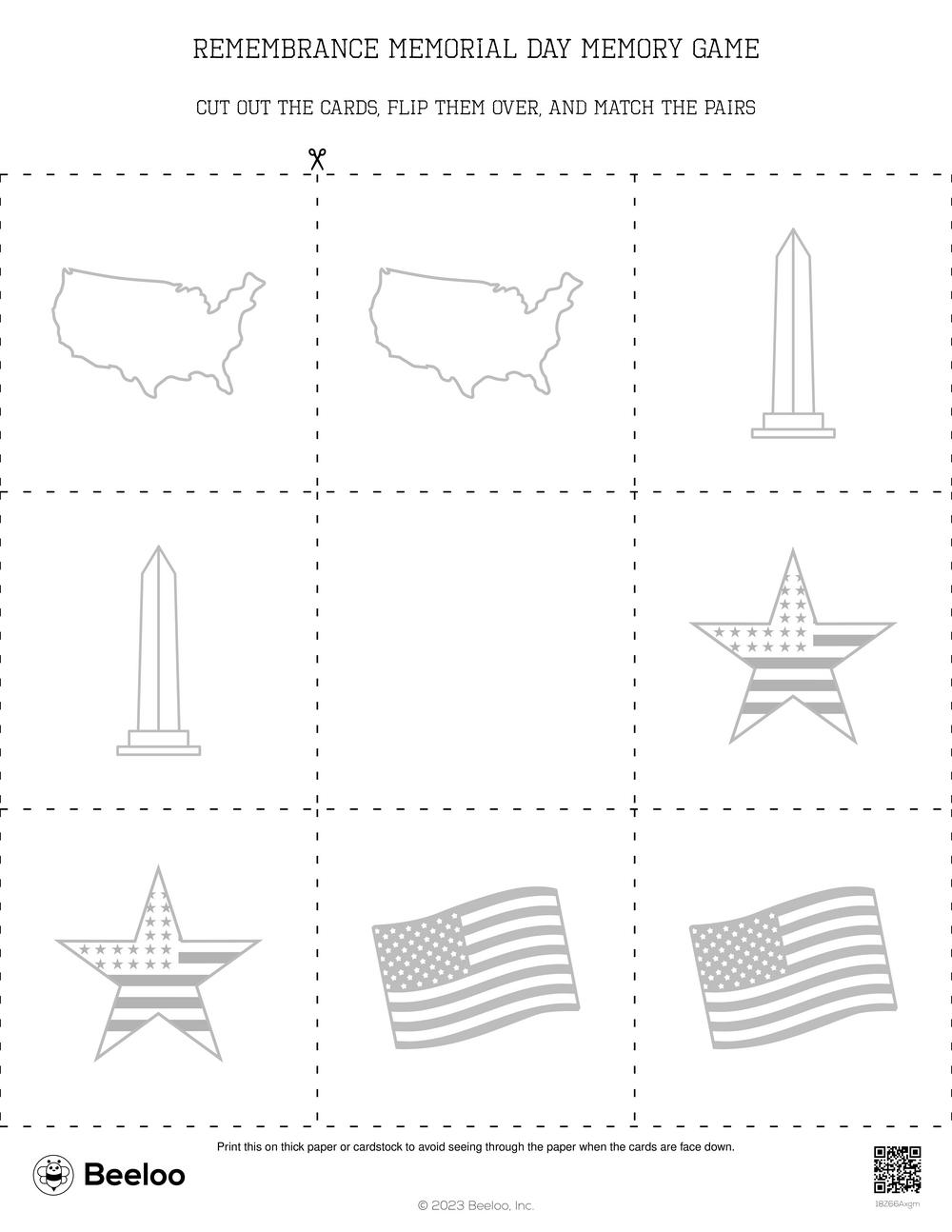 Remembrance Memorial Day Memory Game Beeloo Printable Crafts And