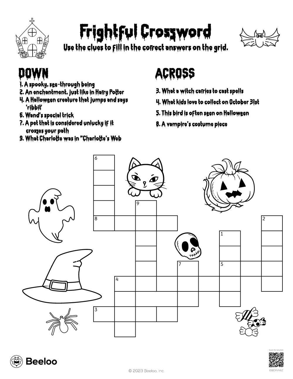 Frightful Crossword Beeloo Printable Crafts And Activities For Kids Frightful Crossword Beeloo Printable Crafts And Activities For Kids