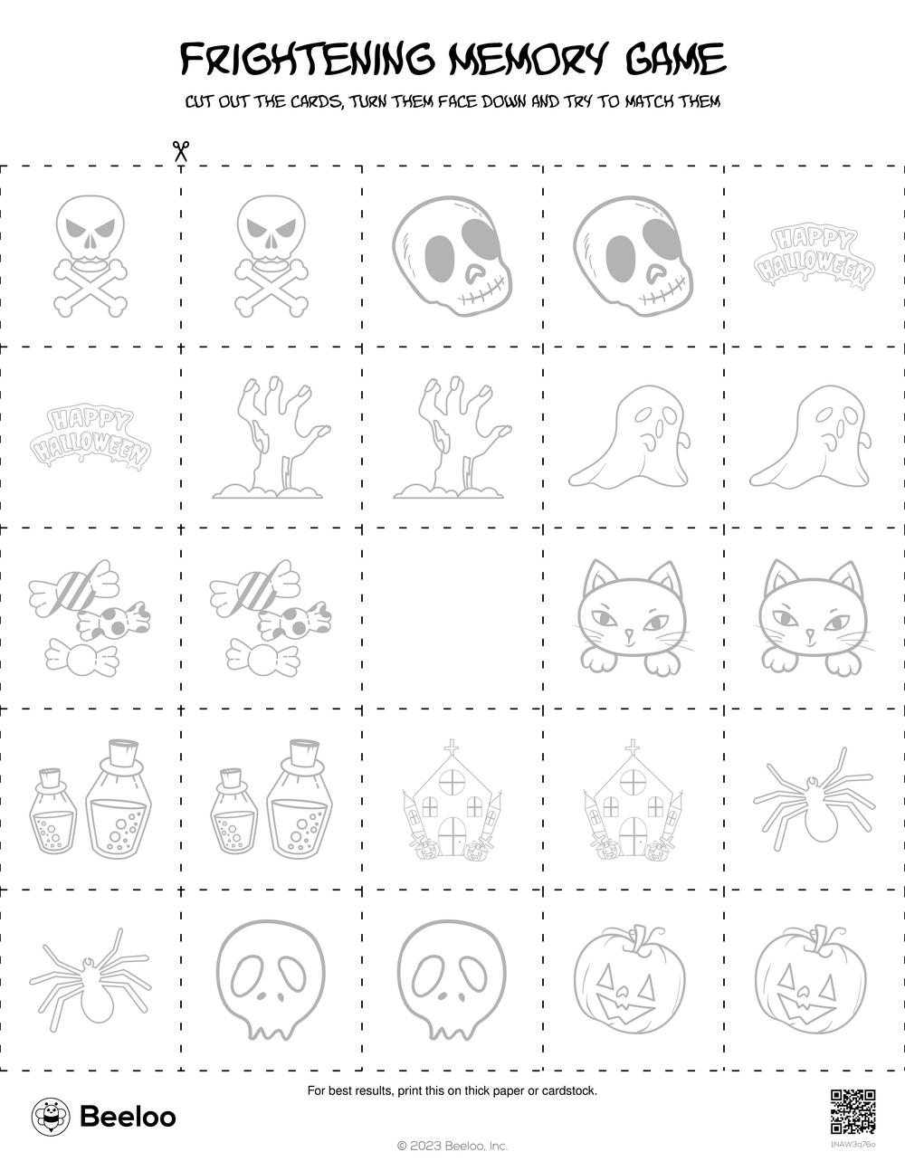 Frightening Memory Game Beeloo Printable Crafts And Activities For Kids