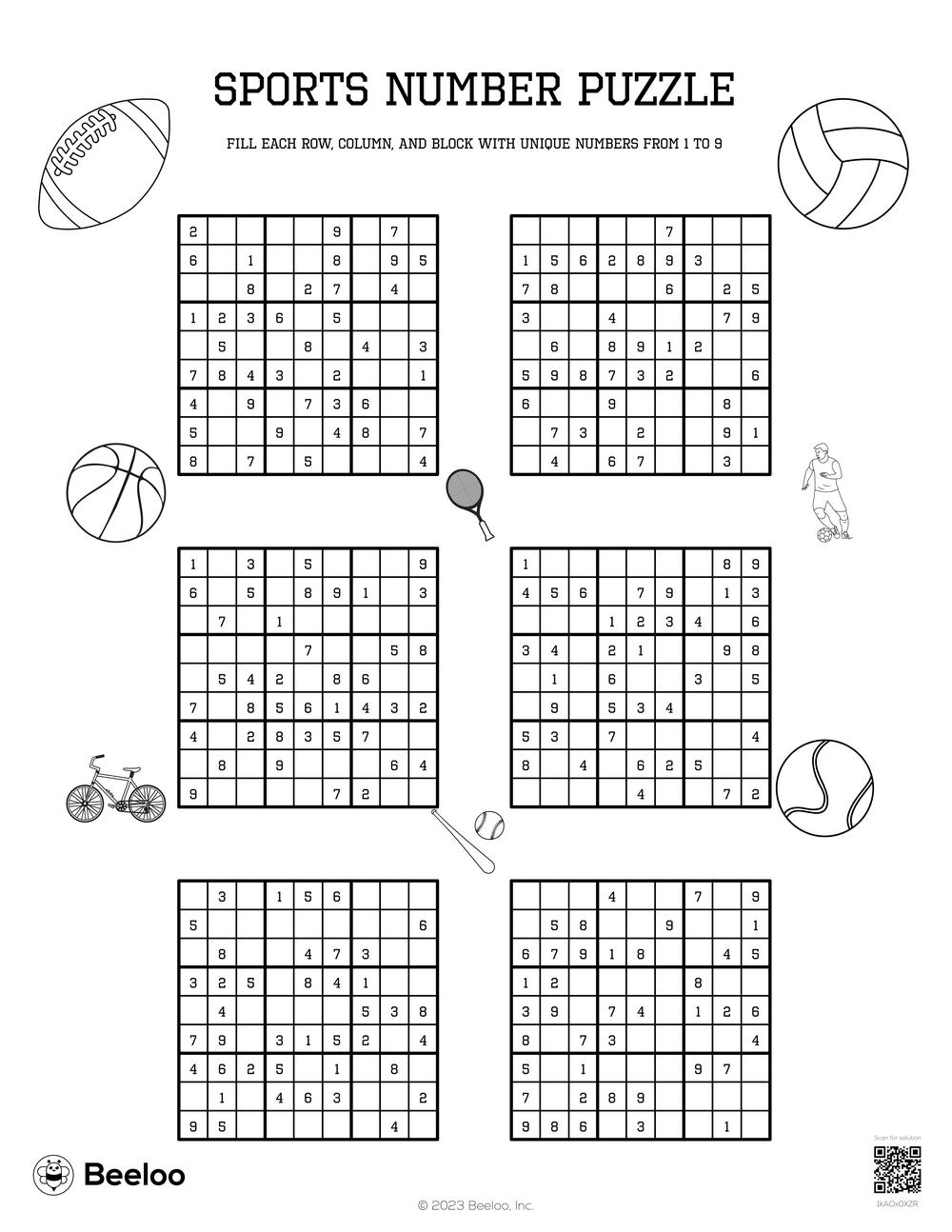 Sports Number Puzzle Beeloo Printable Crafts And Activities For Kids