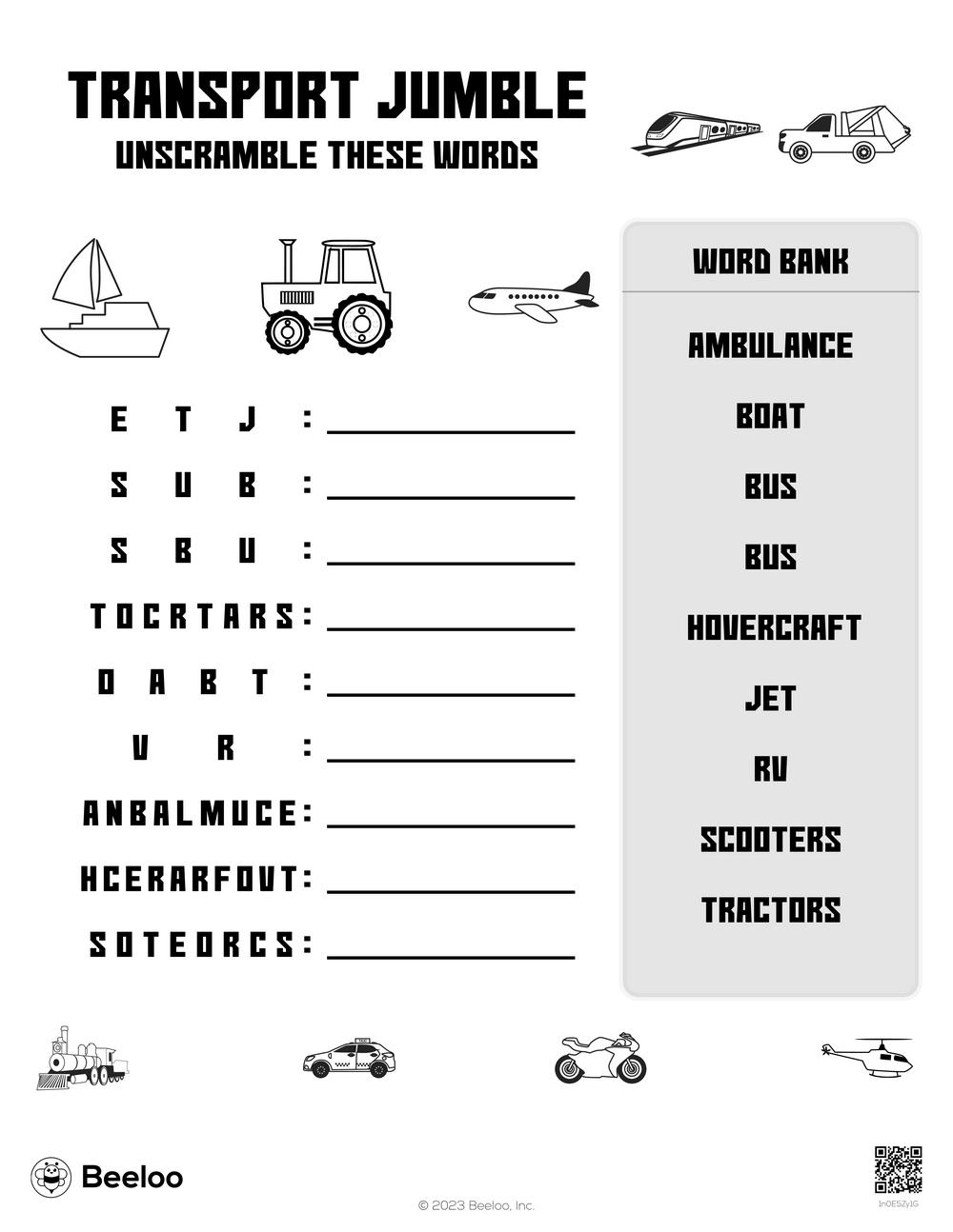 Transport Jumble Beeloo Printable Crafts And Activities For Kids Transport Jumble Beeloo Printable Crafts And Activities For Kids