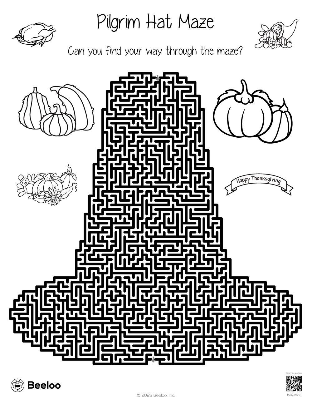 Pilgrim Hat Maze Beeloo Printable Crafts And Activities For Kids Pilgrim Hat Maze Beeloo Printable Crafts And Activities For Kids