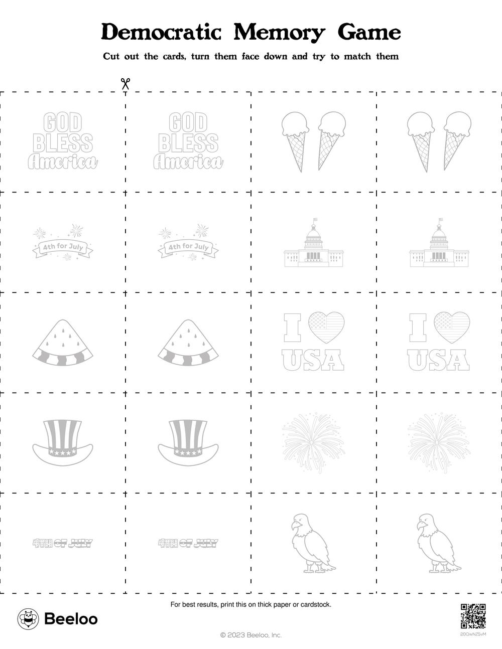 Democratic Memory Game Beeloo Printable Crafts And Activities For Kids