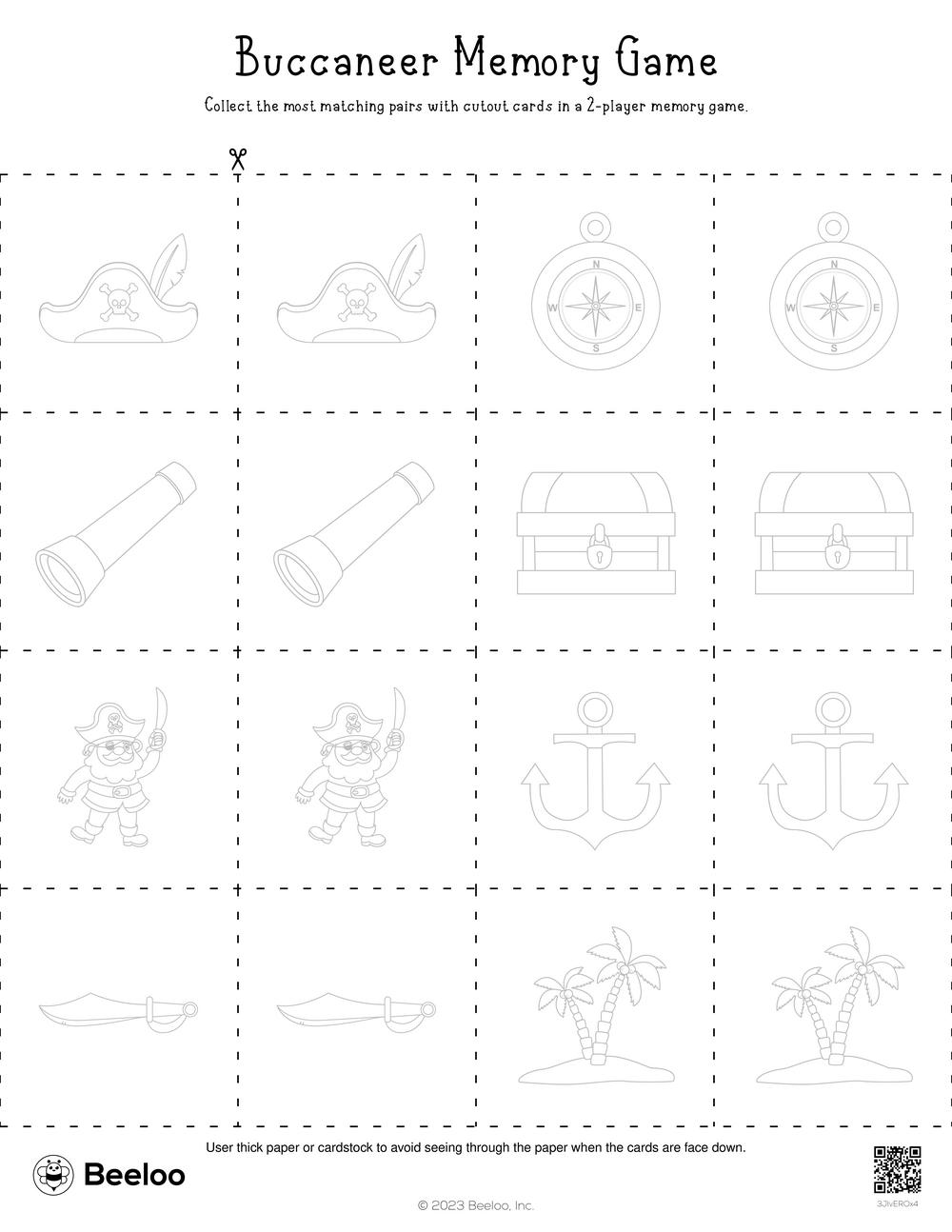 Buccaneer Memory Game Beeloo Printable Crafts And Activities For Kids