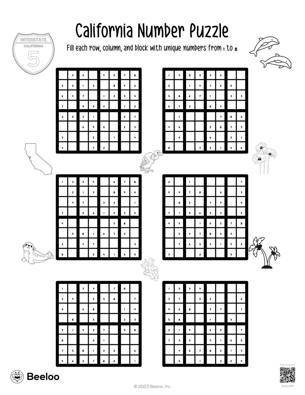 California Number Puzzle Beeloo Printable Crafts And Activities For Kids