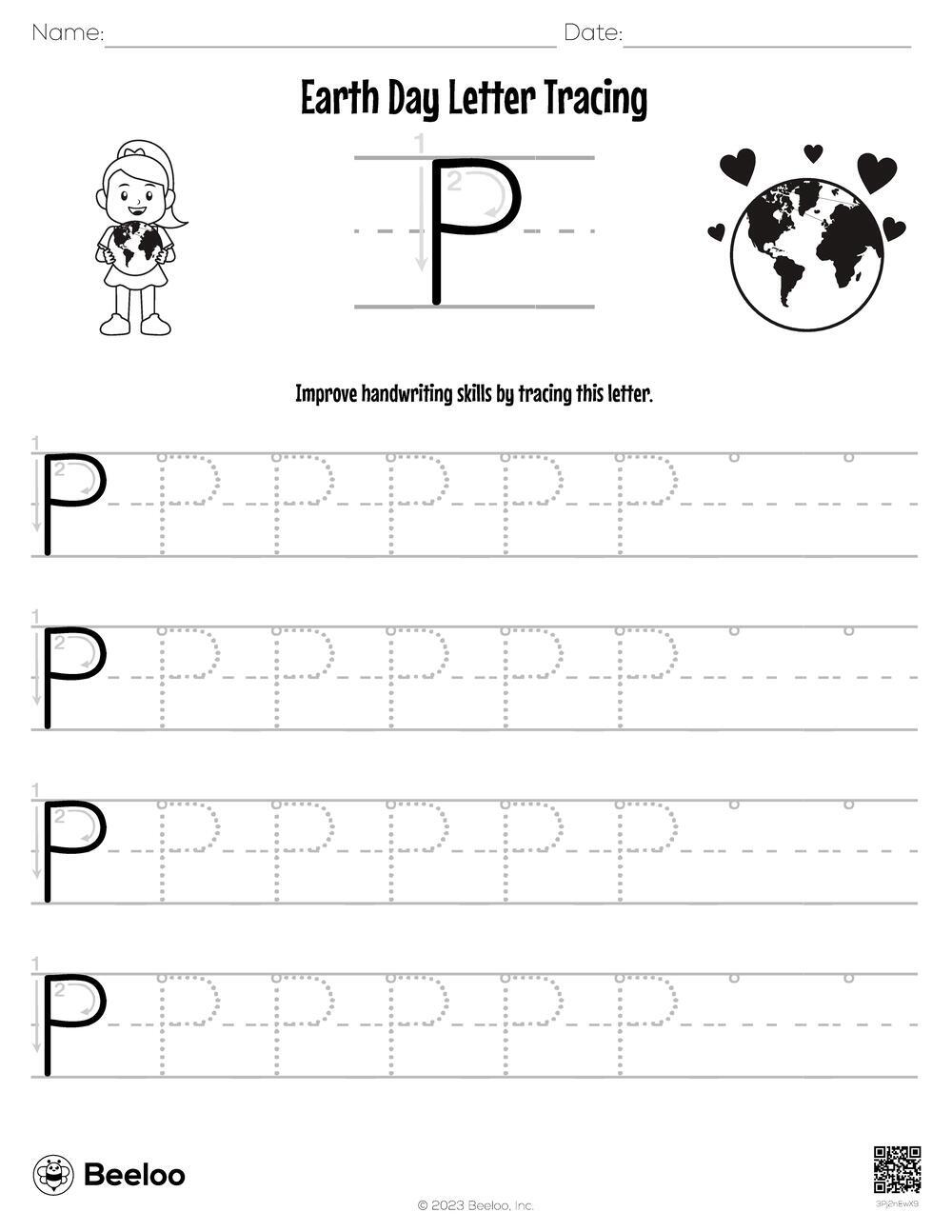 Earth Day Letter Tracing Beeloo Printable Crafts And Activities For Kids