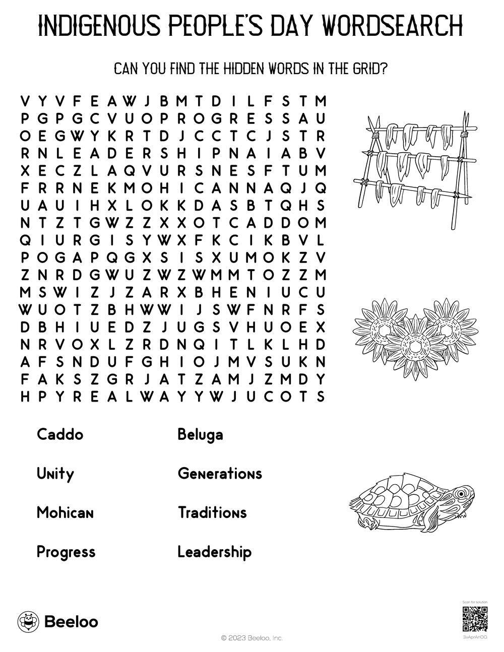 Indigenous People s Day themed Word Searches Beeloo Printable Crafts