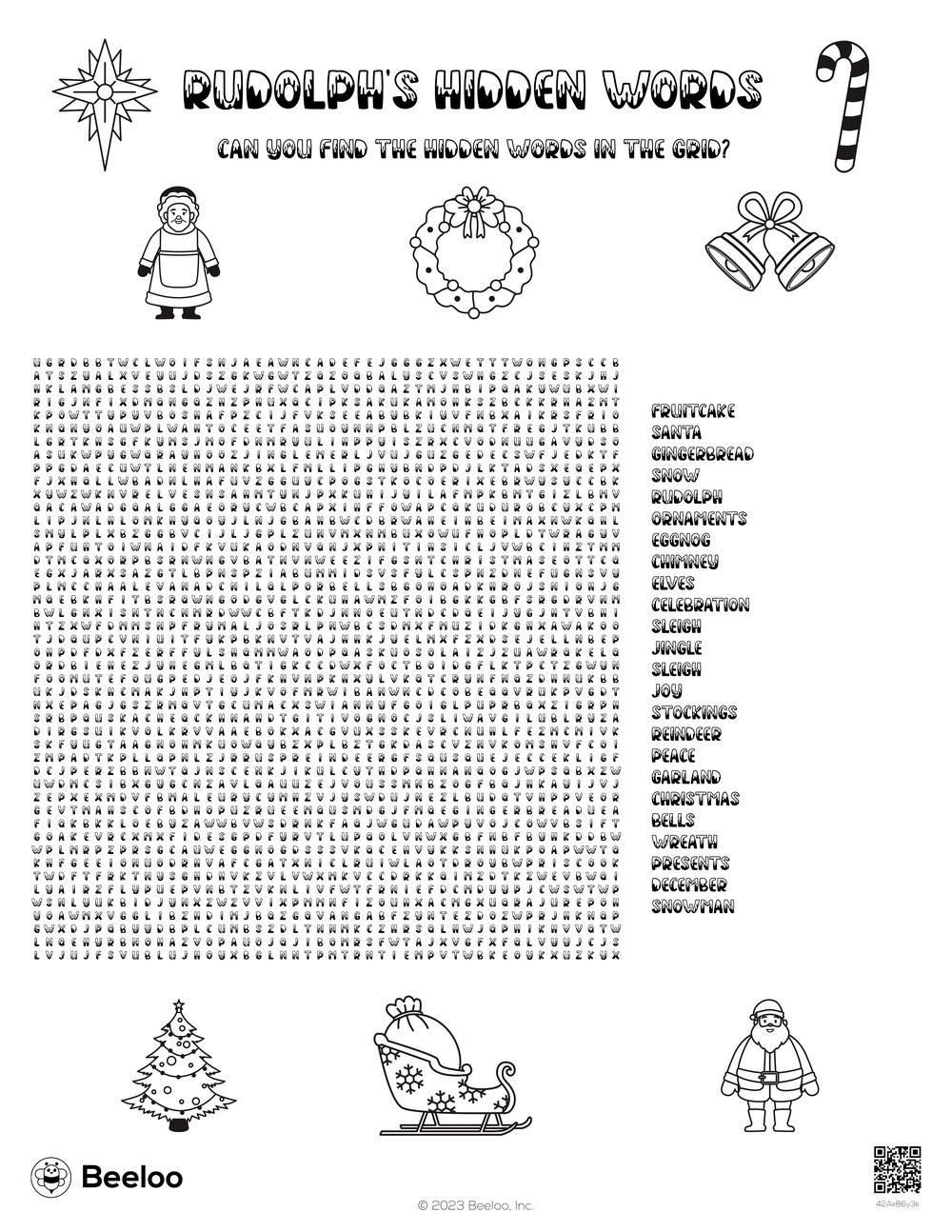 Christmas themed Word Searches Beeloo Printables