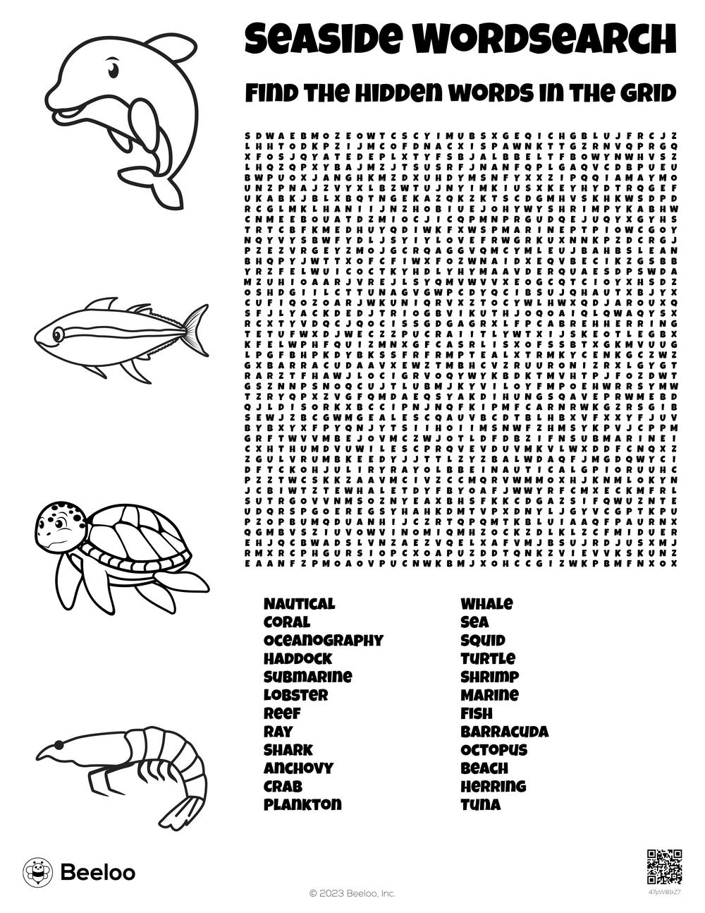 Seaside Wordsearch Beeloo Printable Crafts And Activities For Kids Seaside Wordsearch Beeloo Printable Crafts And Activities For Kids