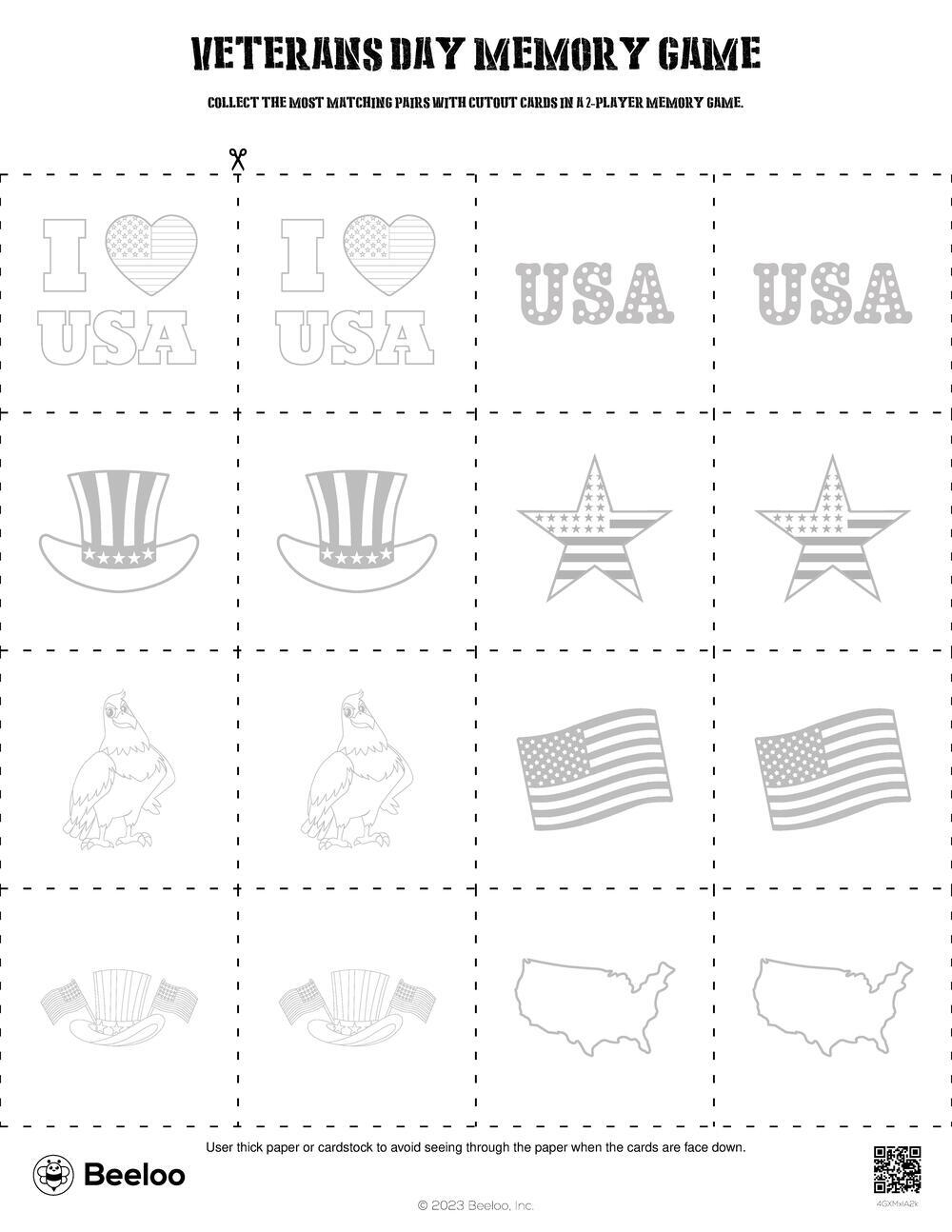 Veterans Day Memory Game Beeloo Printable Crafts And Activities For Kids