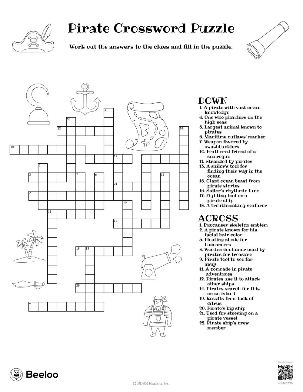 Pirate Crossword Puzzle Beeloo Printable Crafts And Activities For Kids Pirate Crossword Puzzle Beeloo Printable Crafts And Activities For Kids