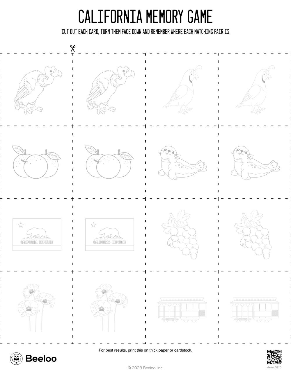 California Memory Game Beeloo Printable Crafts And Activities For Kids California Memory Game Beeloo Printable Crafts And Activities For Kids