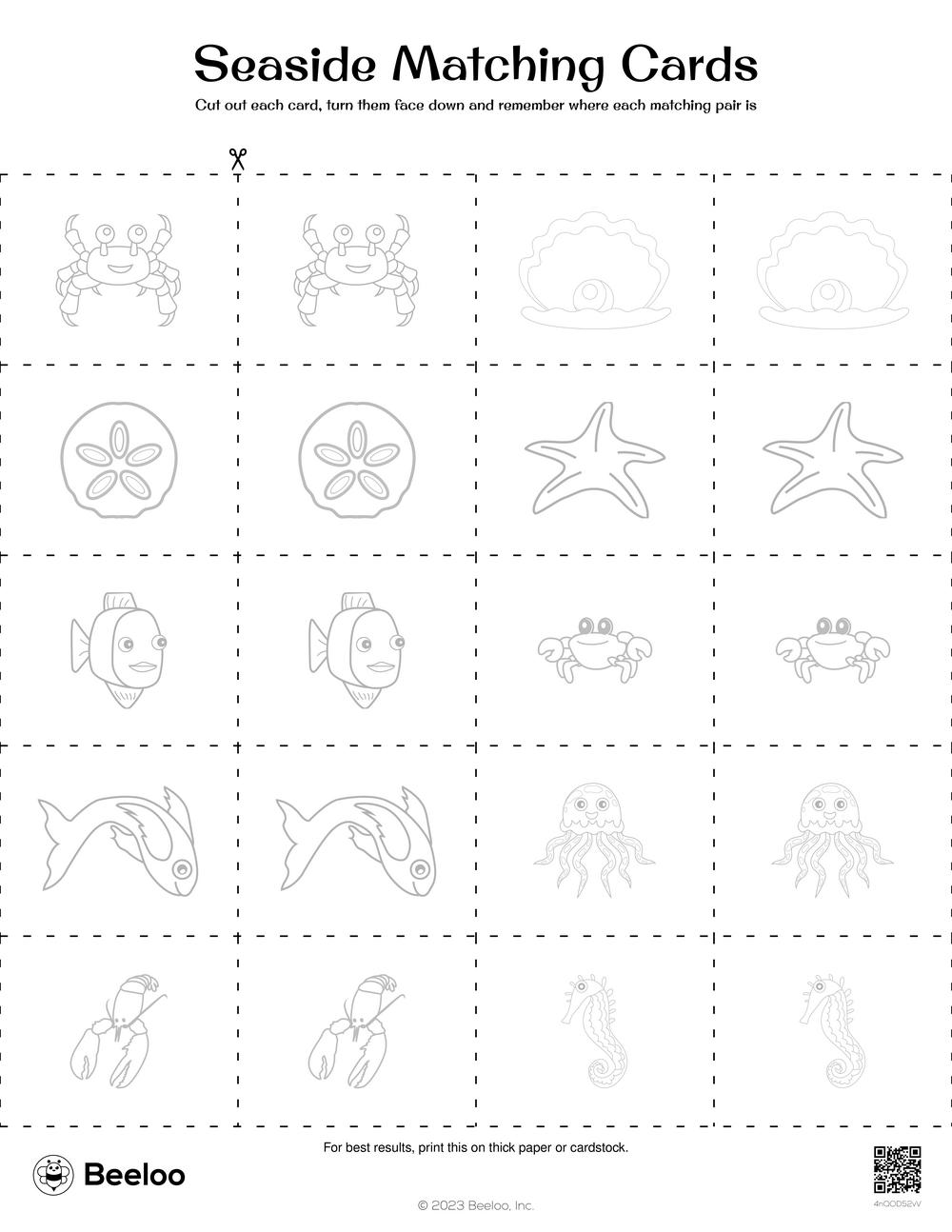 Seaside Matching Cards Beeloo Printable Crafts And Activities For Kids