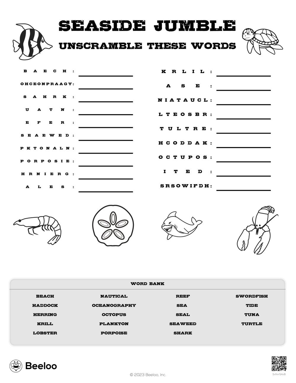 Seaside Jumble Beeloo Printable Crafts And Activities For Kids Seaside Jumble Beeloo Printable Crafts And Activities For Kids