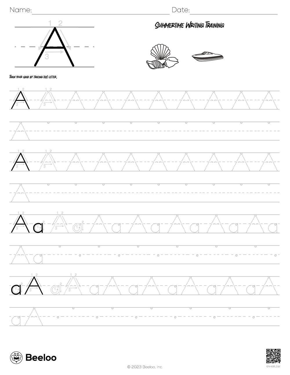 Summertime Writing Training Beeloo Printable Crafts And Activities