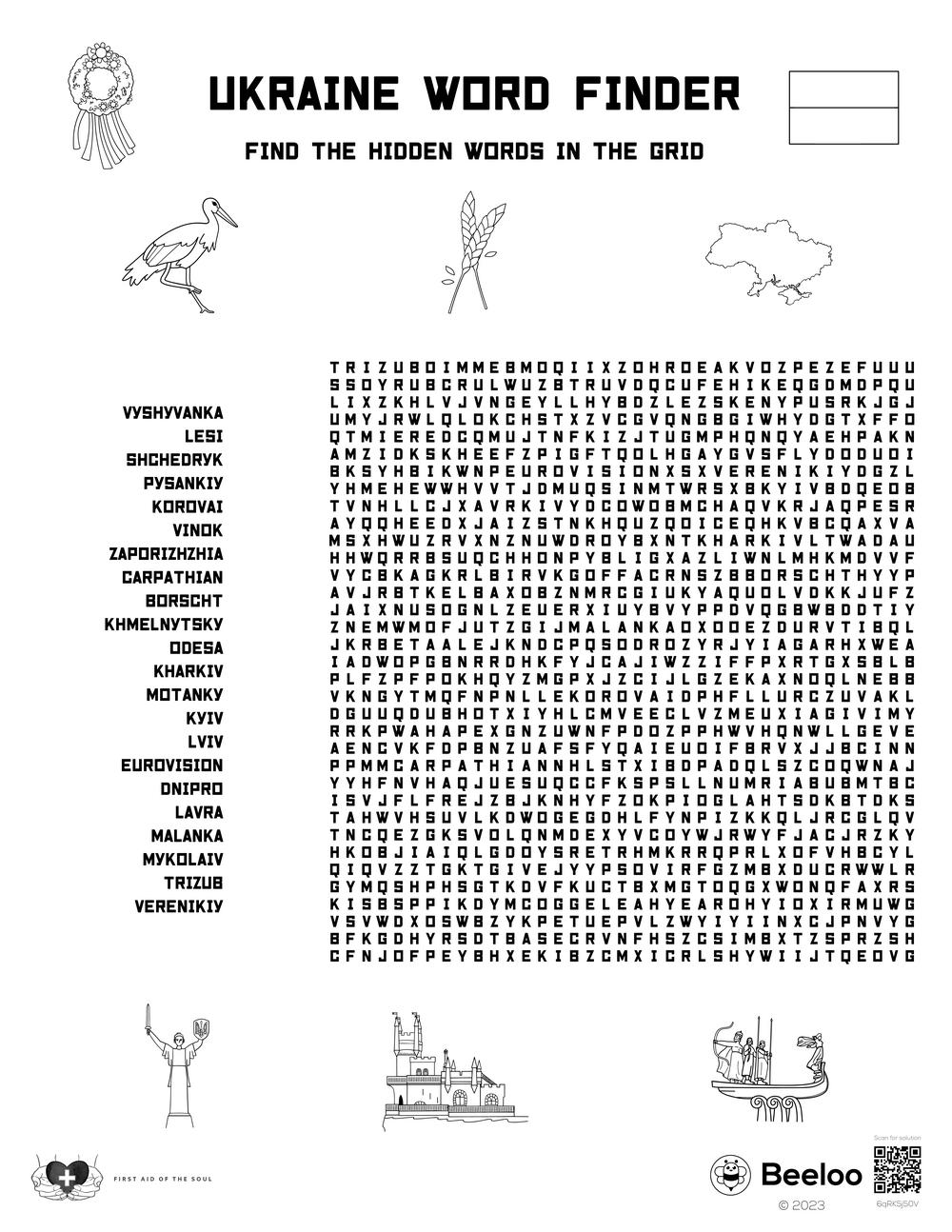 Ukraine themed Word Searches Beeloo Printable Crafts And Activities Ukraine themed Word Searches Beeloo Printable Crafts And Activities