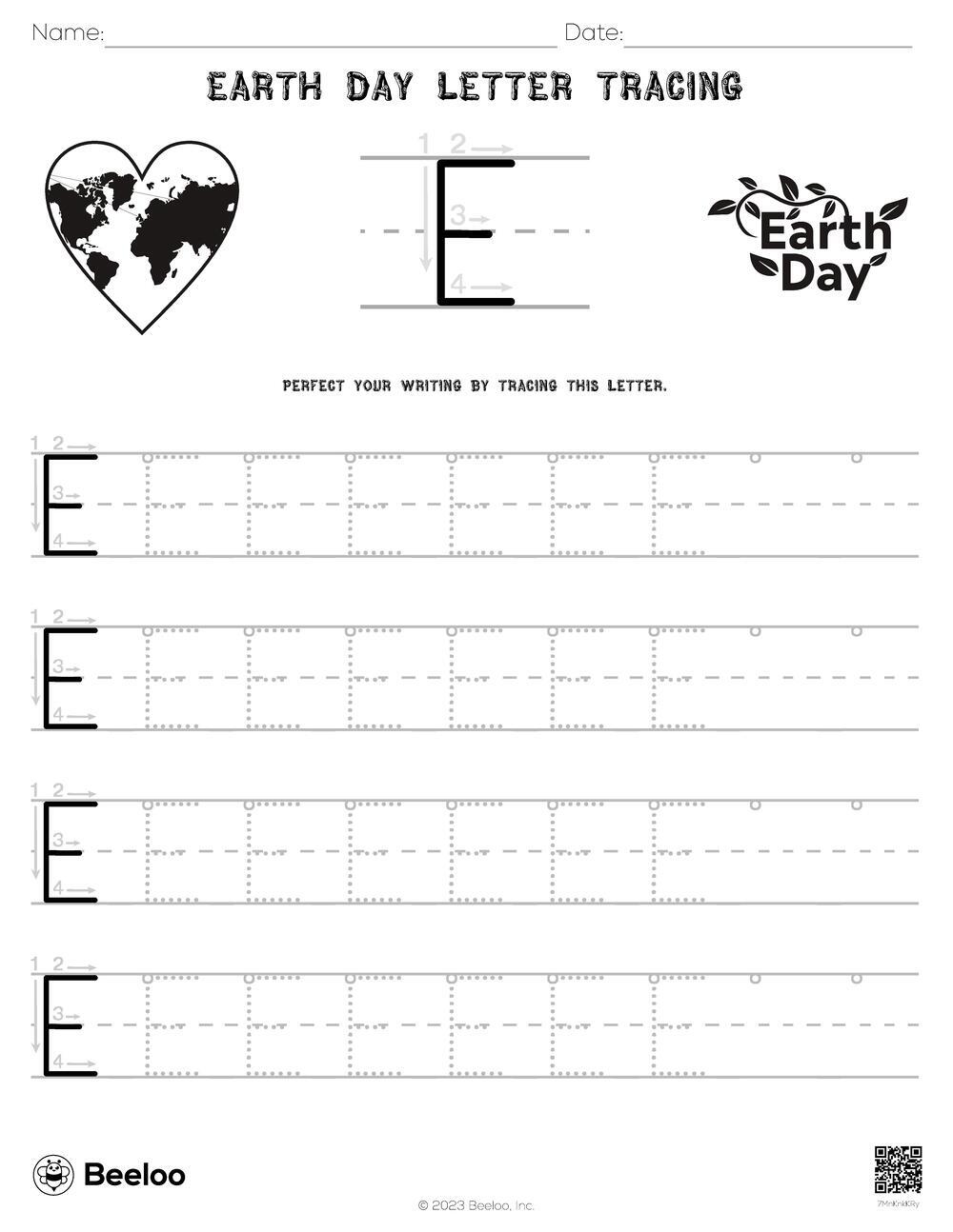 Earth Day Letter Tracing Beeloo Printable Crafts And Activities For Kids Earth Day Letter Tracing Beeloo Printable Crafts And Activities For Kids