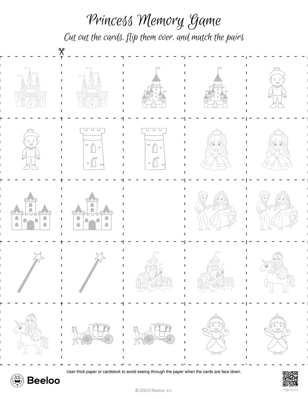 Princess Memory Game Beeloo Printable Crafts And Activities For Kids