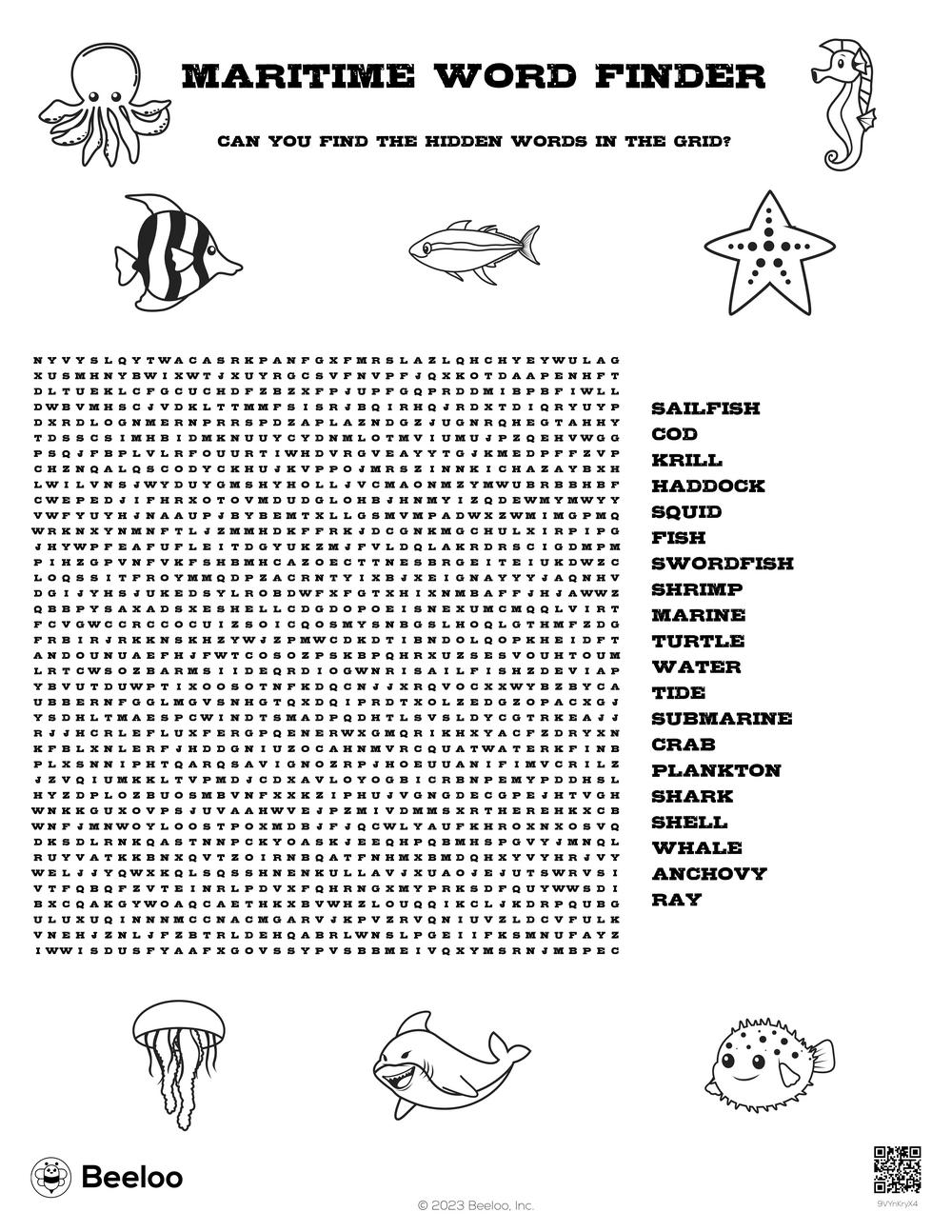 Maritime Word Finder Beeloo Printable Crafts And Activities For Kids