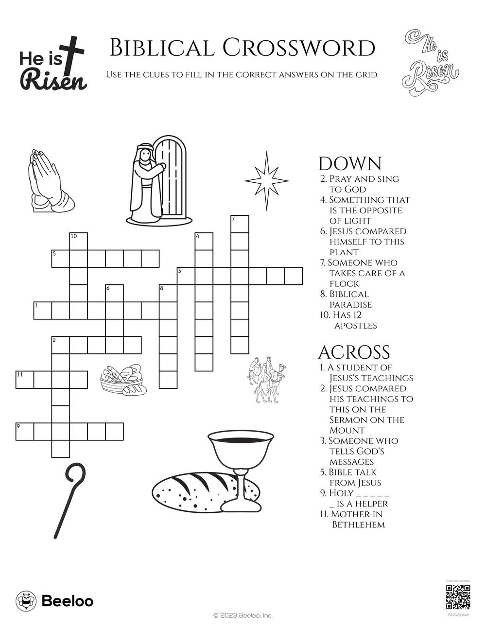 Biblical Crossword Beeloo Printable Crafts And Activities For Kids Biblical Crossword Beeloo Printable Crafts And Activities For Kids