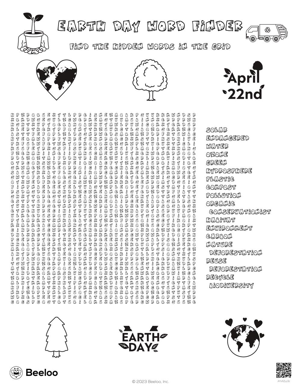 Earth Day Word Finder Beeloo Printable Crafts And Activities For Kids