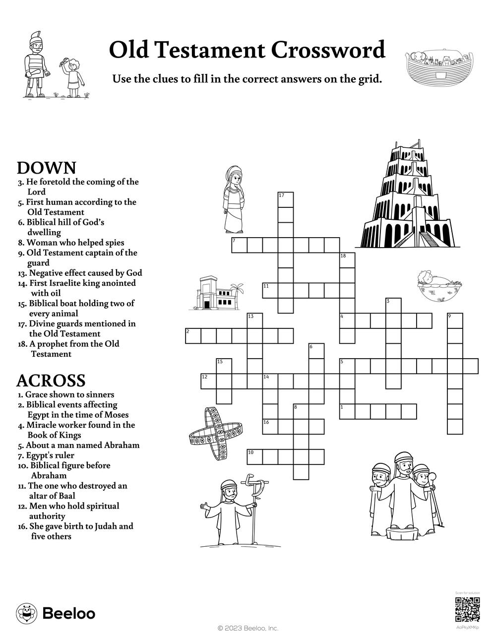 Old Testament Crossword Beeloo Printable Crafts And Activities For Kids