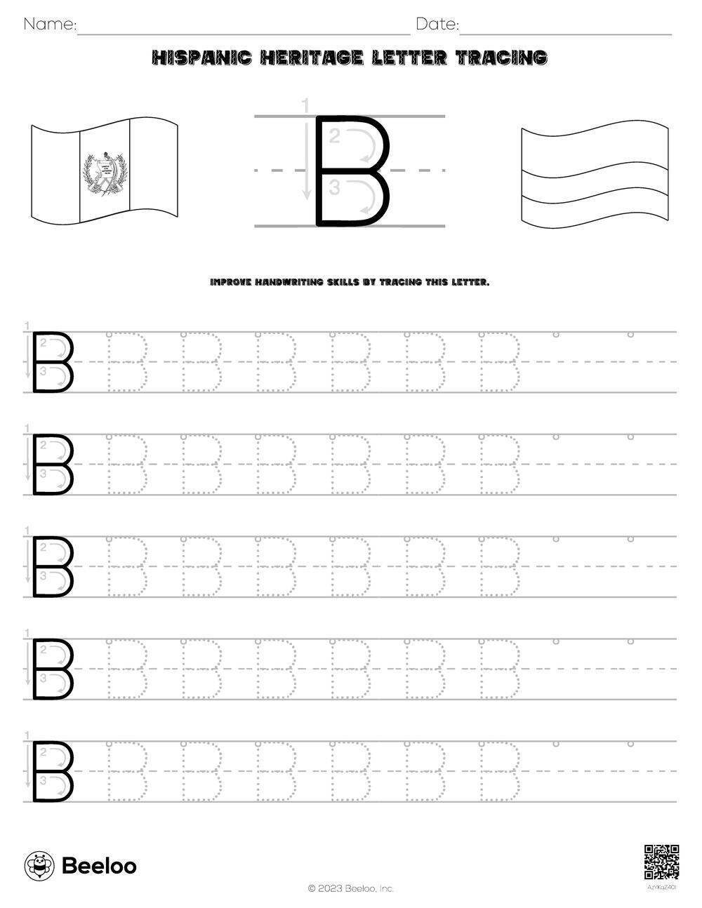 Hispanic Heritage Letter Tracing Beeloo Printable Crafts And