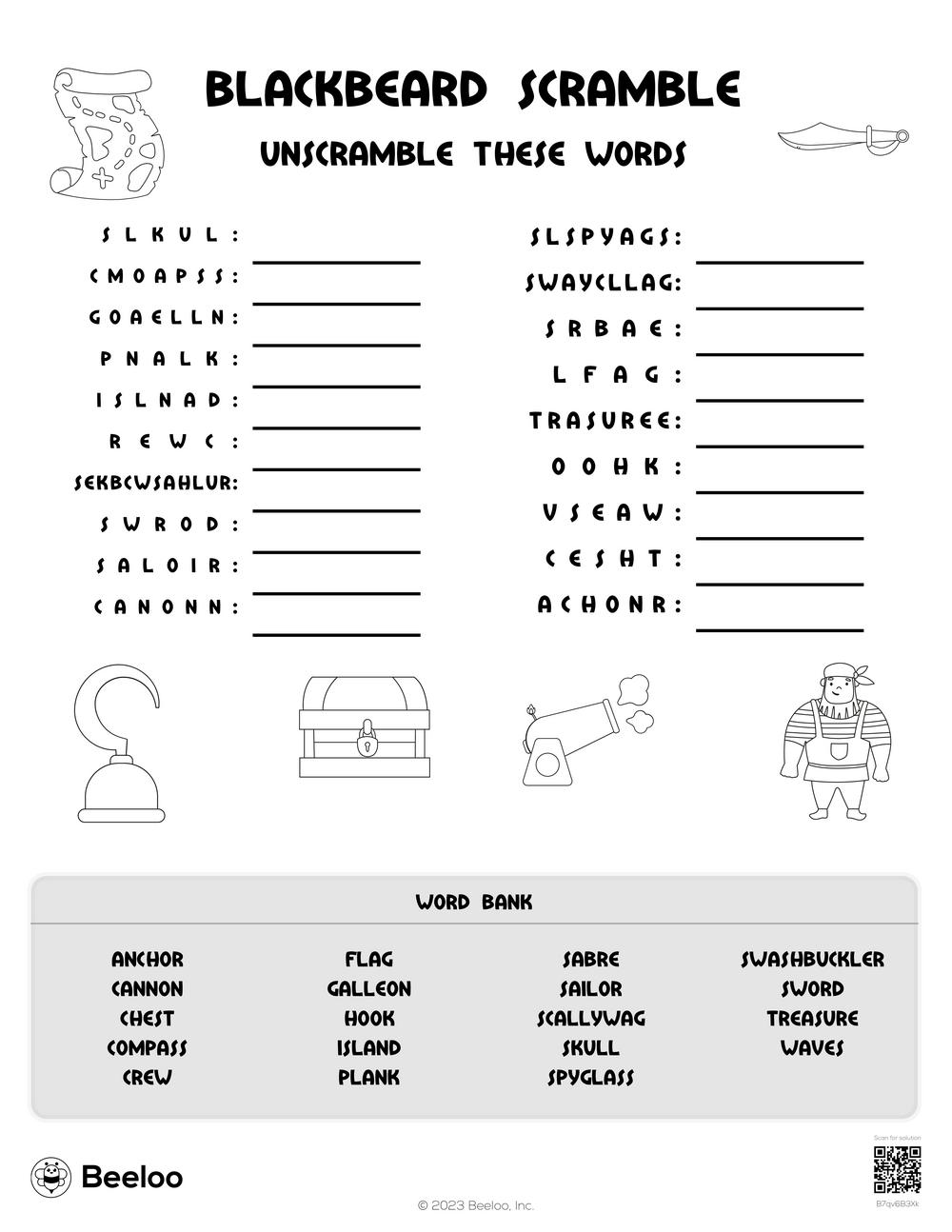 Blackbeard Scramble Beeloo Printable Crafts And Activities For Kids Blackbeard Scramble Beeloo Printable Crafts And Activities For Kids