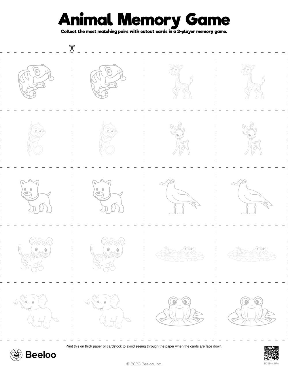 Animal Memory Game Beeloo Printable Crafts And Activities For Kids