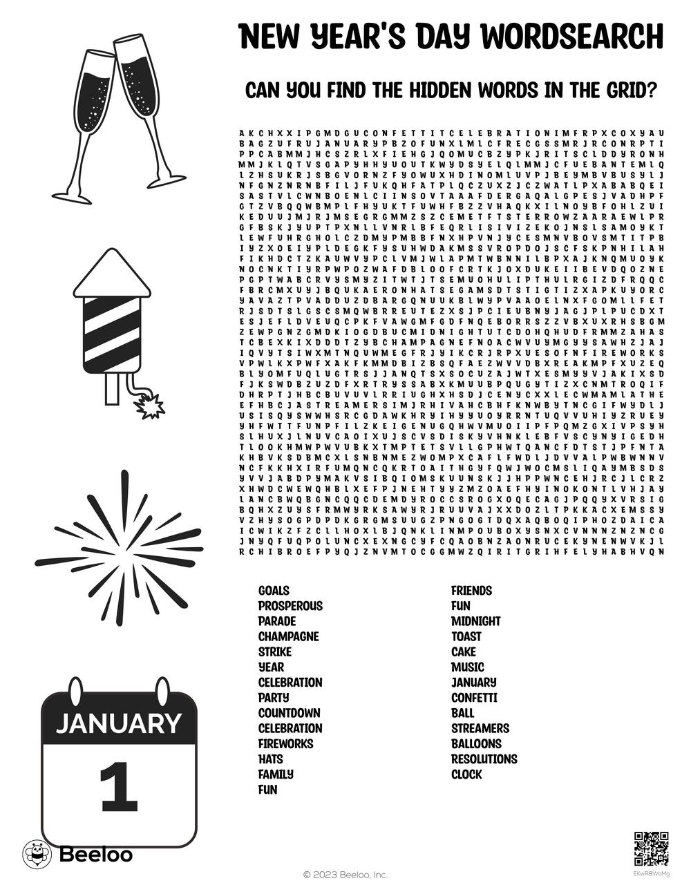 New Year s Day Wordsearch Beeloo Printable Crafts And Activities For Kids