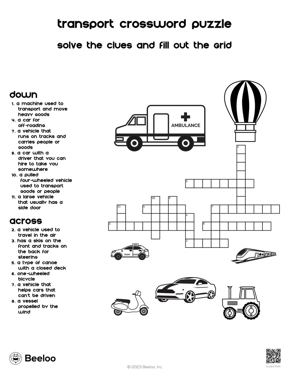 Transport Crossword Puzzle Beeloo Printable Crafts And Activities For Transport Crossword Puzzle Beeloo Printable Crafts And Activities For