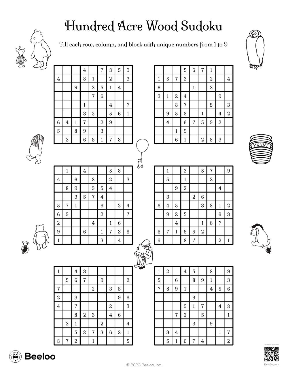 Hundred Acre Wood Sudoku Beeloo Printable Crafts And Activities For Kids Hundred Acre Wood Sudoku Beeloo Printable Crafts And Activities For Kids