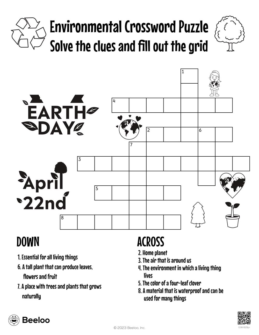 Environmental Crossword Puzzle Beeloo Printable Crafts And Activities