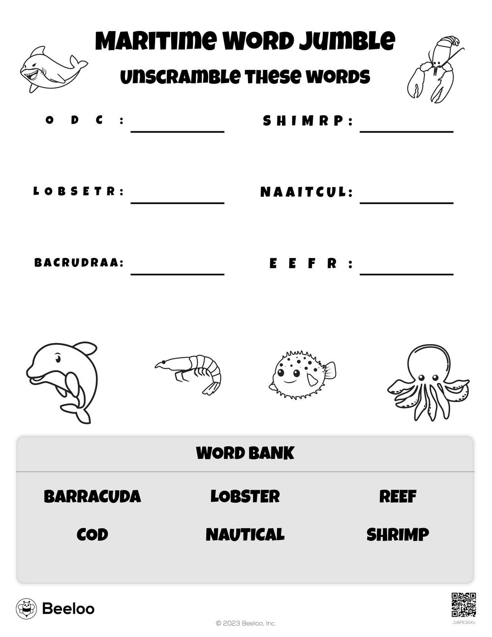 Maritime Word Jumble Beeloo Printable Crafts And Activities For Kids Maritime Word Jumble Beeloo Printable Crafts And Activities For Kids