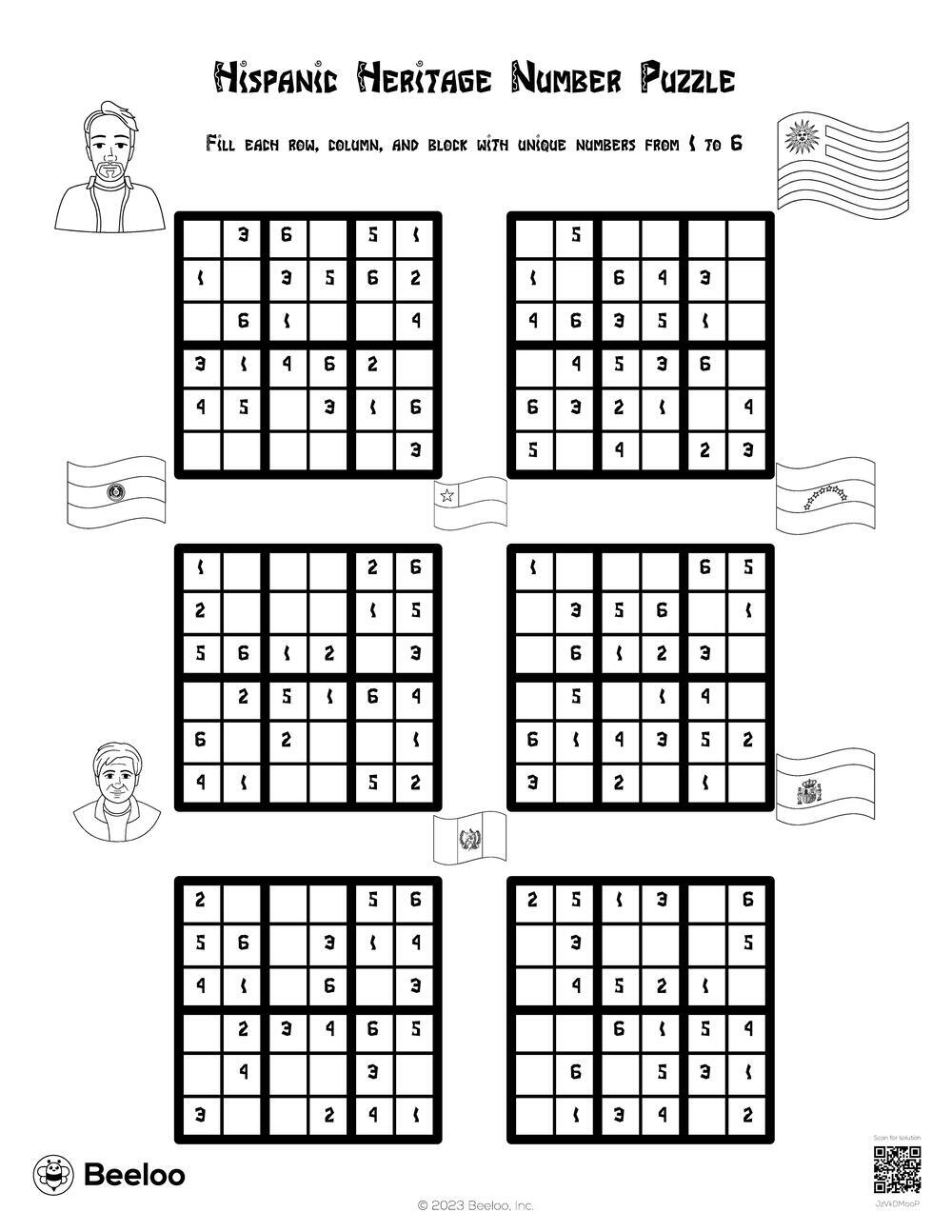 Hispanic Heritage Number Puzzle Beeloo Printable Crafts And