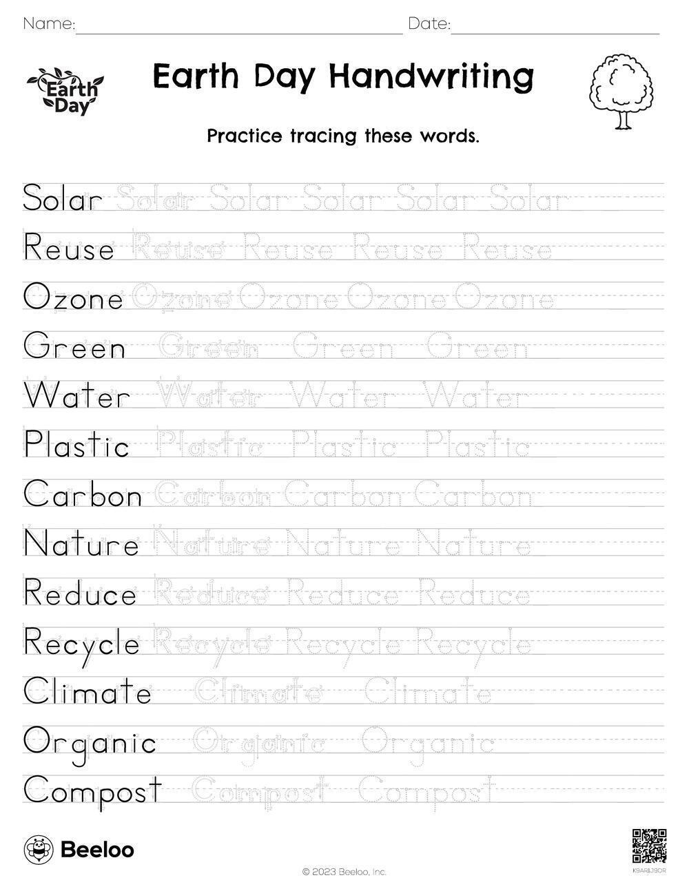 Earth Day Handwriting Beeloo Printable Crafts And Activities For Kids Earth Day Handwriting Beeloo Printable Crafts And Activities For Kids