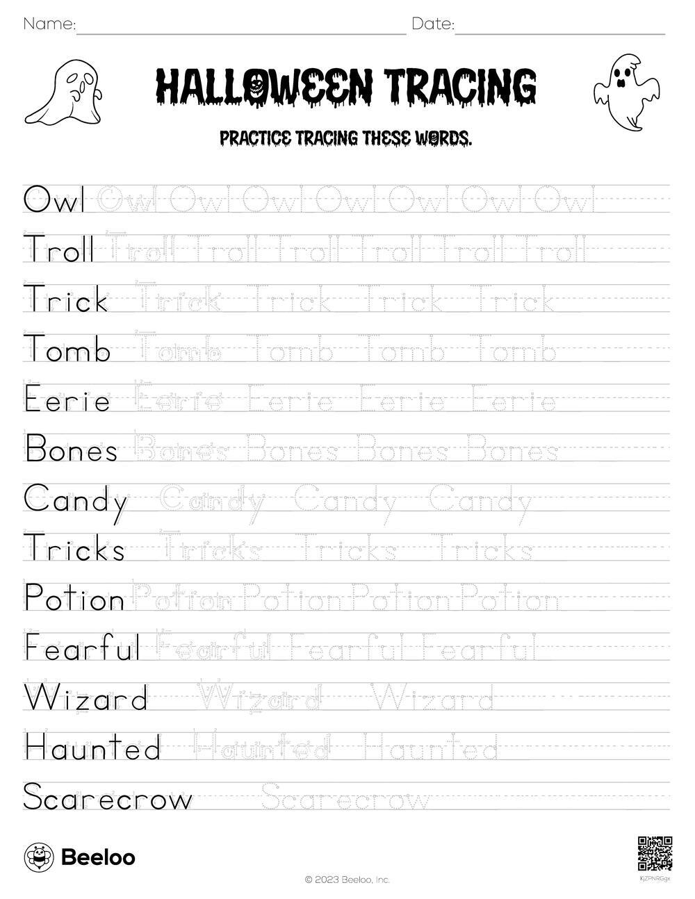 Halloween Tracing Beeloo Printable Crafts And Activities For Kids Halloween Tracing Beeloo Printable Crafts And Activities For Kids