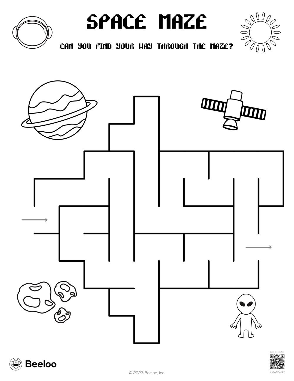 Space Maze Beeloo Printable Crafts And Activities For Kids Space Maze Beeloo Printable Crafts And Activities For Kids