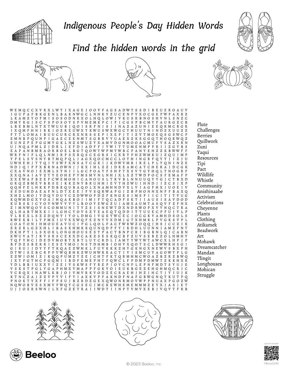 Indigenous People s Day themed Word Searches Beeloo Printable Crafts